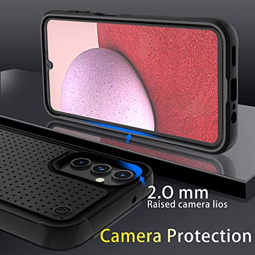 PULEN for Samsung Galaxy A14 5G Case with Screen Protector,PC+Soft Bumper Dual Layer [Military Grade][Non Slip Texture][Anti-Fingerprints] Heavy Duty Shockproof Protective Cover-Black