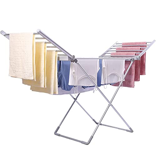 PHASFBJ Foldable Clothes Dryer Electric Heating Quick Drying Rack, 20 Bars Winged Electric Heated Clothes Airer, Efficient Laundry Drying Rack for Easy Storage Dry Saves Energy