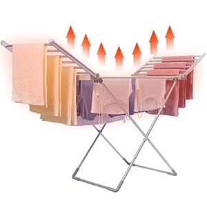 PHASFBJ Foldable Clothes Dryer Electric Heating Quick Drying Rack, 20 Bars Winged Electric Heated Clothes Airer, Efficient Laundry Drying Rack for Easy Storage Dry Saves Energy