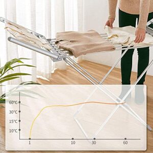 PHASFBJ Foldable Clothes Dryer Electric Heating Quick Drying Rack, 20 Bars Winged Electric Heated Clothes Airer, Efficient Laundry Drying Rack for Easy Storage Dry Saves Energy