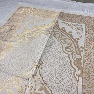 Luxemin Golden Color Luxurious Sheen, Soft and Velvety Muslim Prayer Rug | Janamaz | Sajadah | Soft Islamic Prayer Rug | Islamic Gifts Collection Prayer Carpet Mat, Taffeta Fabric