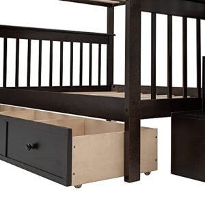 HYC Stairway Bunk Bed with 3 Drawers White