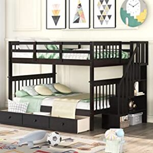 HYC Stairway Bunk Bed with 3 Drawers White