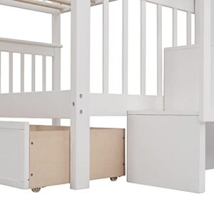 HYC Stairway Bunk Bed with 3 Drawers White