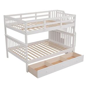 HYC Stairway Bunk Bed with 3 Drawers White