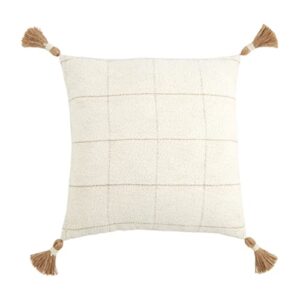 mud pie woven check pillows, tan