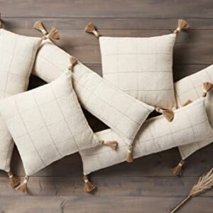 Mud Pie Woven Check Pillows, TAN