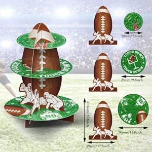 Football Cupcake Stand Decoration,3 Tier Party Cupcake Baby Shower Sports Dessert Holder Football Stadium Snack Tray Stand Tower Cake Stand for Kids Birthday Football Sport Party Supplies (Football)