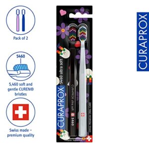 Curaprox CS 5460 Ultra-Soft Toothbrush, Happy Lil Teeth Special Edition, Pack of 2