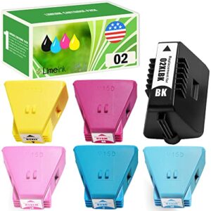 limeink compatible ink cartridges replacement for hp 02 ink cartridges for photosmart c7250 photosmart c7280 c5180 c7200 c6180 d7160 02xl d7360 printer combo pack (set 6)