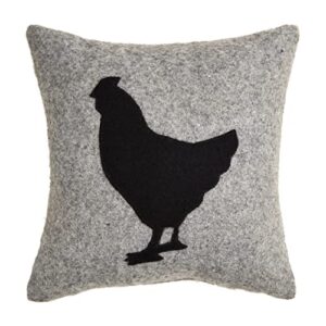 mud pie felted farm pillow, 8" x 8", rooster