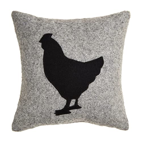 Mud Pie Felted Farm Pillow, 8" x 8", Rooster