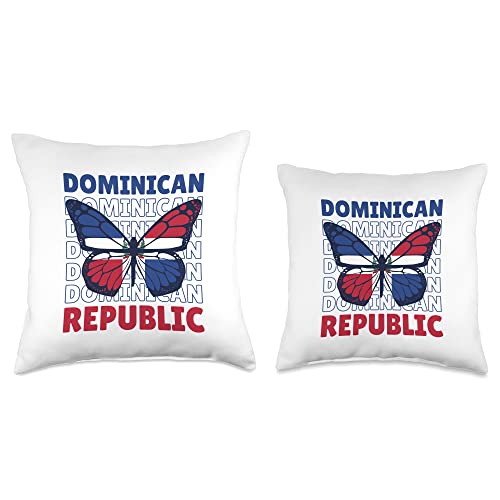 Funny Dominican Republic Gifts Butterfly Dominican Republic Flag Throw Pillow, 18x18, Multicolor