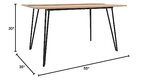 SAFAVIEH Home Collection Alarick Mid-Century Modern Natural/Black Hairpin Leg Dining Table