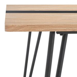 SAFAVIEH Home Collection Alarick Mid-Century Modern Natural/Black Hairpin Leg Dining Table