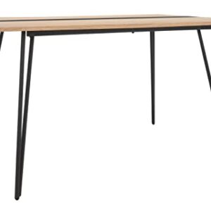 SAFAVIEH Home Collection Alarick Mid-Century Modern Natural/Black Hairpin Leg Dining Table