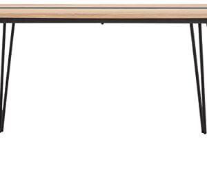 SAFAVIEH Home Collection Alarick Mid-Century Modern Natural/Black Hairpin Leg Dining Table