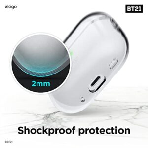 elago l BT21 Minini Case Compatible with AirPods Pro 2nd Generation, Protective Case Cover, Transparent Shockproof, Gel Tape Included, Wireless Charging, Reduce Yellowing [Official Merchandise]