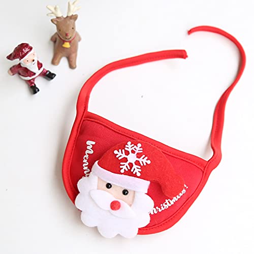 BONICI 2 Pcs-Super Cute Funny Kawaii Dog Puppy Christmas Suit Hat+ Saliva Towel Tissue, Dog Christmas Costume Pet Santa Outfit Santa Reindeer Deer Christmas Green Tree Snowman -Red Hat (S)