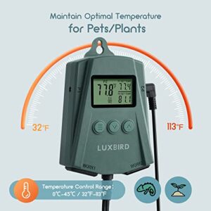 LUXBIRD LB-2SC Digital Heating Mat Thermostat Temperature Controller with 2 Probes and 2 Outlets for Germination, Reptiles, Brewing, Breeding, Incubation, Greenhouse (Max 250W per Outlet)