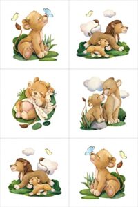 uniquefabricpanels lion fabric panel set (6 panels), quilting panels, baby quilt panels, cotton baby panels, blanket panel, panel for quilt