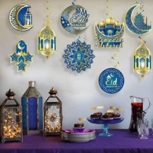 Ramadan Decorations Hanging Swirls Eid Decorations for Home 32 Pieces Ramadan Mubarak Decorations Hanging Streamer for Eid Mubarak Decorations Muslim Eid Mubarak Party Supplies