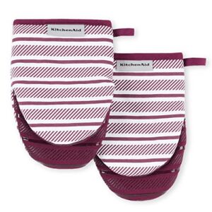 kitchenaid albany mini oven mitt 2-pack set, beet, 5.5"x8"