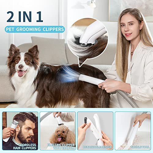 Goawuao Dog Grooming Kit, Pet Vacuum, Dog Hair Vacuum, Pet Cat Grooming Kit with Brush Clipper Deshedding Cleaning Brush, Professional Pet Salon