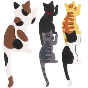 ounona 5pcs cute cat wall hooks magnetic refrigerator hooks set fridge magnet hanging hook sticker door whiteboard animal key holders for home office decorations