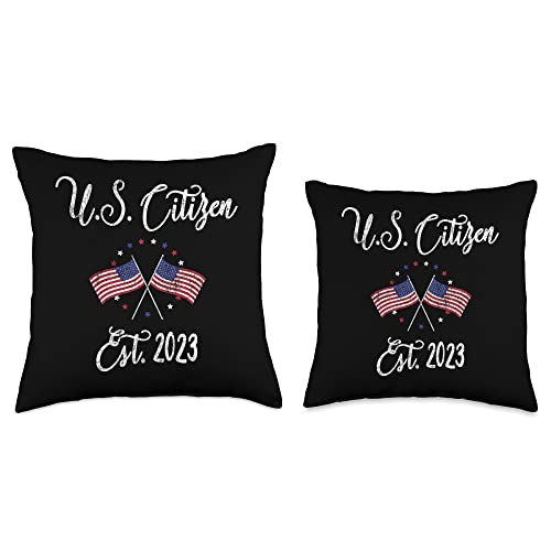 American Citizenship Apparel and Gifts US Citizen 2023 New American Citizenship Celebration Throw Pillow, 16x16, Multicolor