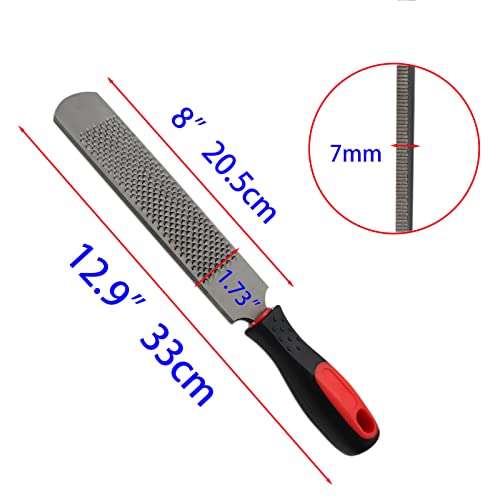 Qlvily 12 Inch Hoof Rasp, Horseshoe File with Rubber Handle, Carbon Steel Farrier File Tool, Suitable for Horse/Goat/Cow/Donkey/Animal Hooves, Strong, Durable