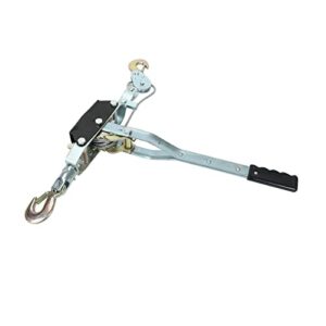 prffwk 4 ton (8,800lbs) load capacity heavy duty steel cable dual gear power ratchet come along puller tool,2 hook steel cable puller with dual gears & anti skid handle