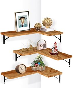 xky corner floating shelves, corner wall shelf set of 3, floating wall shelves, floating corner shelves for bedroom living room kitchen