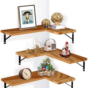 XKY Corner Floating Shelves, Corner Wall Shelf Set of 3, Floating Wall Shelves, Floating Corner Shelves for Bedroom Living Room Kitchen