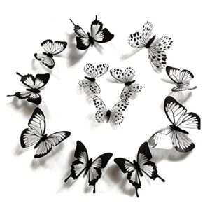 jenbode 3d butterfly wall decor 12 pcs, butterfly decorations for butterfly birthday decorations butterfly party decorations cake decorations, removable wall stickers room decor for kids nursery classroom wedding decor