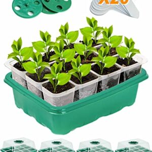 DOMMIA Seed Starter Tray, Reusable Seed Starter Kit with Adjustable Humidity Dome, Transparent Vegetable Propagator Trays, Space-Saving Mini Agriculture Plant Germination Equipment for Seeds Growing