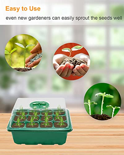 DOMMIA Seed Starter Tray, Reusable Seed Starter Kit with Adjustable Humidity Dome, Transparent Vegetable Propagator Trays, Space-Saving Mini Agriculture Plant Germination Equipment for Seeds Growing