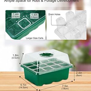 DOMMIA Seed Starter Tray, Reusable Seed Starter Kit with Adjustable Humidity Dome, Transparent Vegetable Propagator Trays, Space-Saving Mini Agriculture Plant Germination Equipment for Seeds Growing