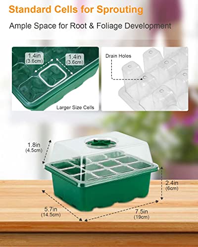 DOMMIA Seed Starter Tray, Reusable Seed Starter Kit with Adjustable Humidity Dome, Transparent Vegetable Propagator Trays, Space-Saving Mini Agriculture Plant Germination Equipment for Seeds Growing