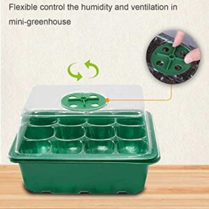 DOMMIA Seed Starter Tray, Reusable Seed Starter Kit with Adjustable Humidity Dome, Transparent Vegetable Propagator Trays, Space-Saving Mini Agriculture Plant Germination Equipment for Seeds Growing