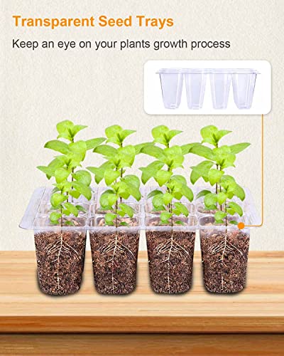 DOMMIA Seed Starter Tray, Reusable Seed Starter Kit with Adjustable Humidity Dome, Transparent Vegetable Propagator Trays, Space-Saving Mini Agriculture Plant Germination Equipment for Seeds Growing