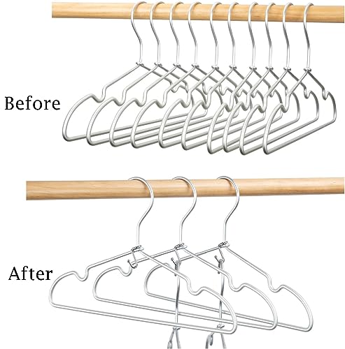 Koobay Clothes Hanger Connector Hooks, 36PCS, Clothes Hanger Organizer Mini Space Saver Hangers Clothes Hanger Extender Cascading Connection Hooks for Wooden/Velvet/Metal/Plastic Hangers (Silver)