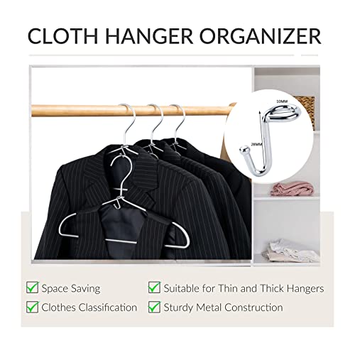 Koobay Clothes Hanger Connector Hooks, 36PCS, Clothes Hanger Organizer Mini Space Saver Hangers Clothes Hanger Extender Cascading Connection Hooks for Wooden/Velvet/Metal/Plastic Hangers (Silver)