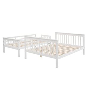 Twin Over Full Beds with Storage Stairs, Solid Wood Bunk Beds with Guard Rail for Kids,Teens,Boys,Girls,Adults