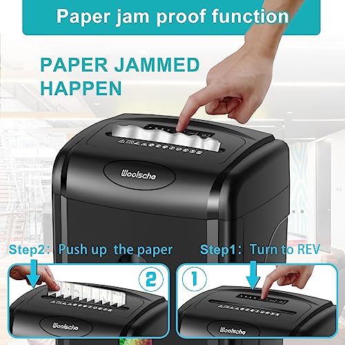 Woolsche Paper Shredder, 18-Sheet Cross Cut with 7.93-Gallon Pull Out Basket, P-4 Security Level, 3-Mode Design Shred Paper and Credit Card, Durable&Fast with Auto Jam Proof System Shredder for Office