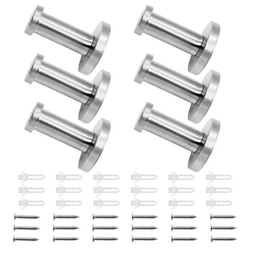 Uenhoy 6 Pack Bathroom Robe Towel Hooks 2 Inch Wall Mounted Coat Hooks Stainless Steel Robe Hooks, Clothes Hook Hanger Hat Hooks for Bedroom Kitchen, Brushed Nickel