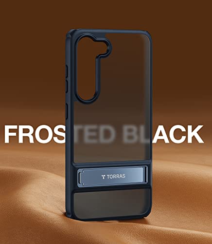 TORRAS MarsClimber for Samsung Galaxy S23 Plus Case, [3-Way Stand][MIL-STD Protection] Protective Translucent Matte Hard Back & Soft Silicone Edge Phone Case for Samsung S23 Plus Case 5G, Black