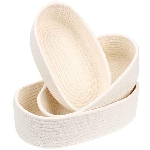 Cube Storage Bin 3pcs Cotton Rope Woven Storage Basket White Nesting Bins Sundries Organizing Basket Baskets Cat Box Gift Basket Empty for Home Office Decorative Tray