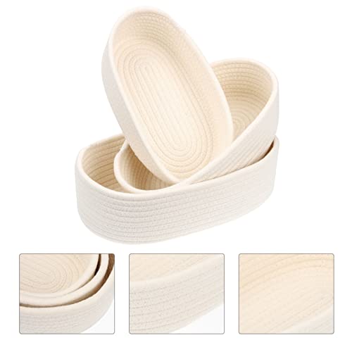 Cube Storage Bin 3pcs Cotton Rope Woven Storage Basket White Nesting Bins Sundries Organizing Basket Baskets Cat Box Gift Basket Empty for Home Office Decorative Tray