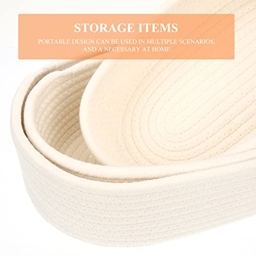 Cube Storage Bin 3pcs Cotton Rope Woven Storage Basket White Nesting Bins Sundries Organizing Basket Baskets Cat Box Gift Basket Empty for Home Office Decorative Tray